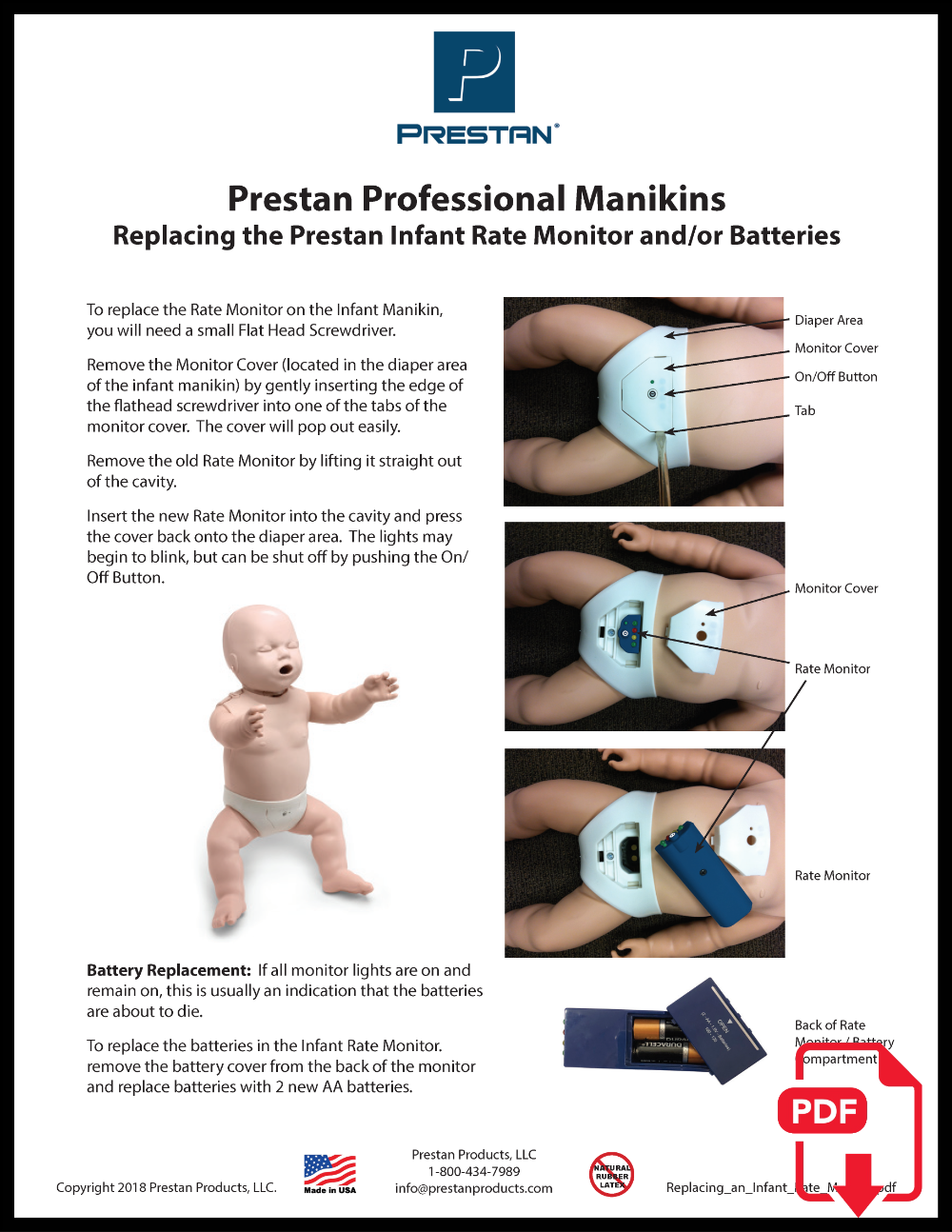PRESTAN Infant Manikin - Replacing CPR Rate Monitor and Batteries ...